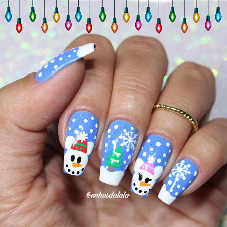 Unhas Decoradas para o Natal - Boneco de Neve Mickey e Minnie – LARISSA ...